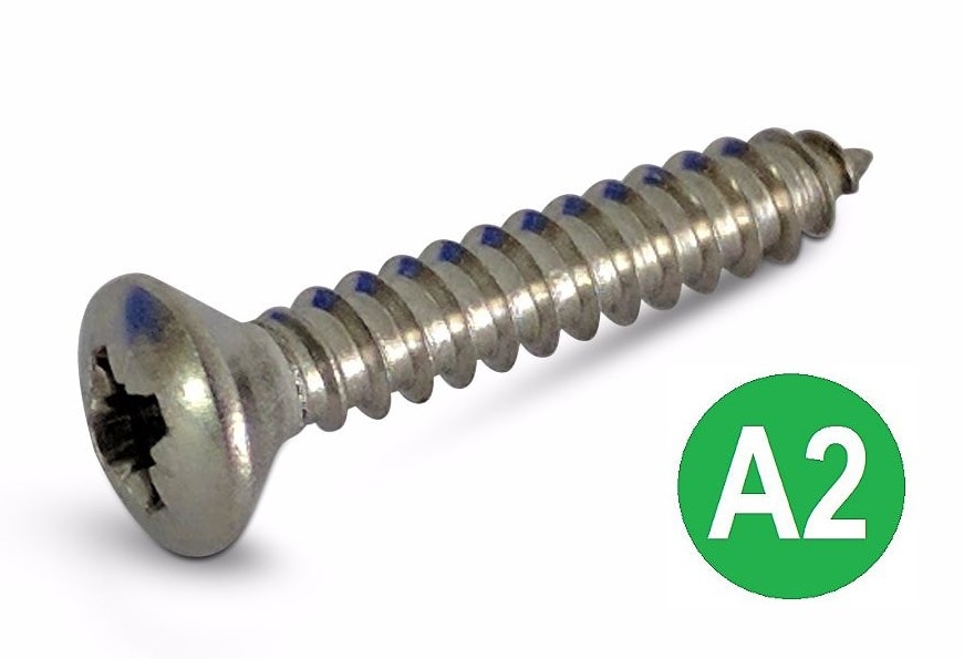 8 x 1 1/2 A2 Pozi Raised Self Tapper DIN 7983