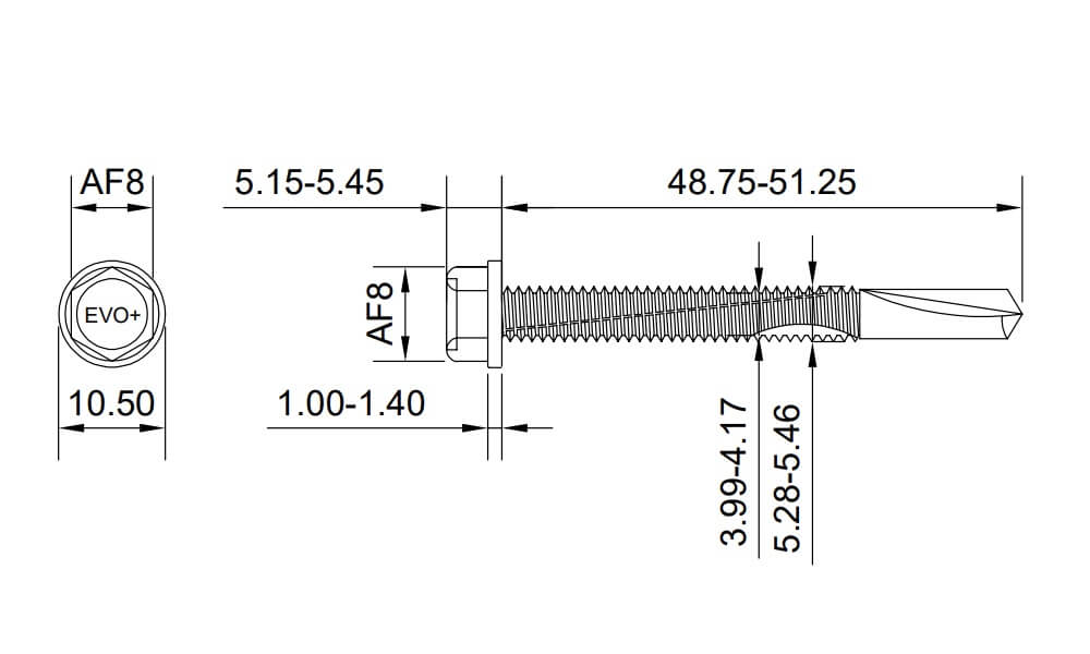 Evolution 5.5mm x 50mm Zinc Hexagon Head TEK-5 Screws HWZP50-5