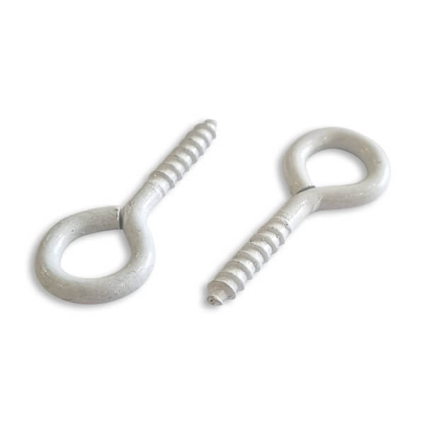 White Painted Steel Screw Eyes 28mm x 3.5mm
