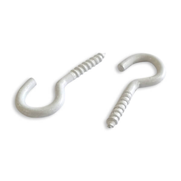 White Painted Steel Screw Cup Hooks 26mm x 3.5mm