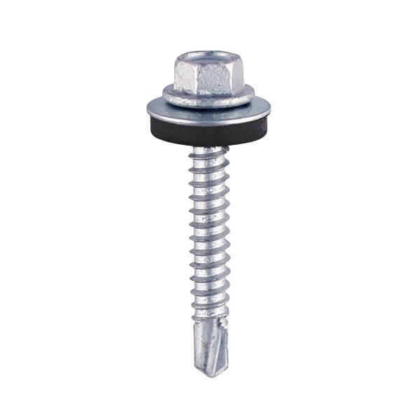 5.5mm x 32mm Hex Washer Head Self-Drilling Tek Screws Zinc DIN 7504 K C/W EPDM Sealing Washer