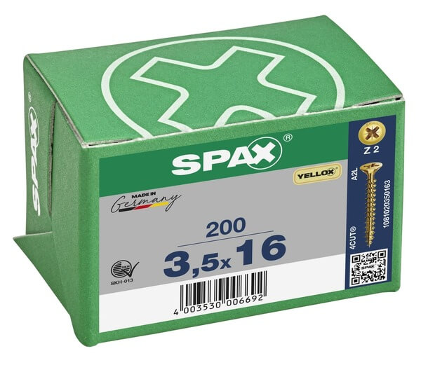 SPAX Yellox PZ F-CSK Screws 3.5x16mm (200)