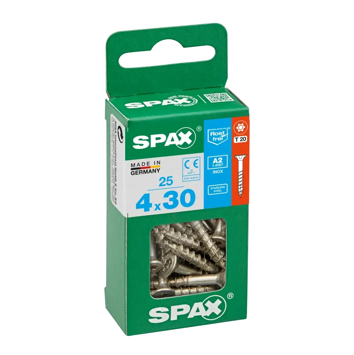 SPAX S-Steel T-STR F-CSK Screws 4x30mm (25)