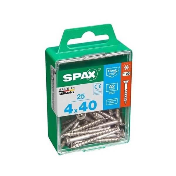 SPAX S-Steel T-STR F-CSK Screws 4x40mm (25)