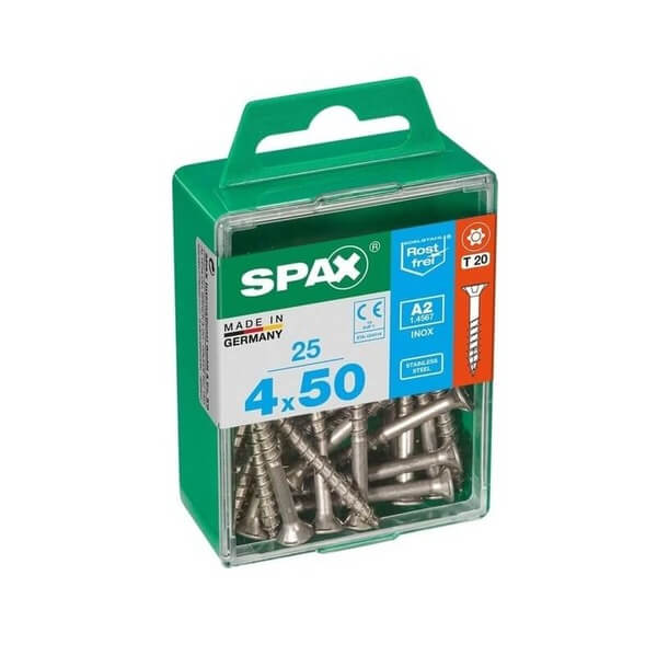SPAX S-Steel T-STR F-CSK Screws 4x50mm (25)