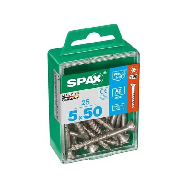 SPAX S-Steel T-STR F-CSK Screws 5x50mm (25)