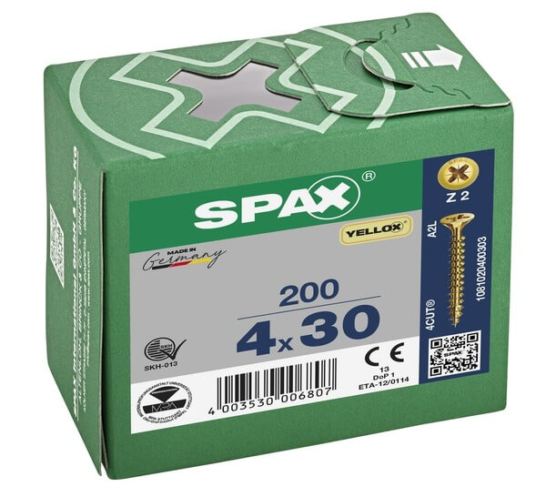 Buy Spax Yellox Universal Screws | 4.0x30 Box of 200 1081020400303