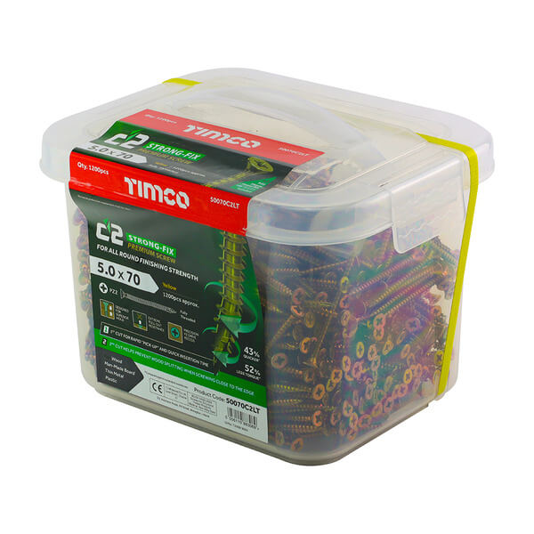 TIMco Classic C2 Screws ZYP 5x70mm (Tub 1200)