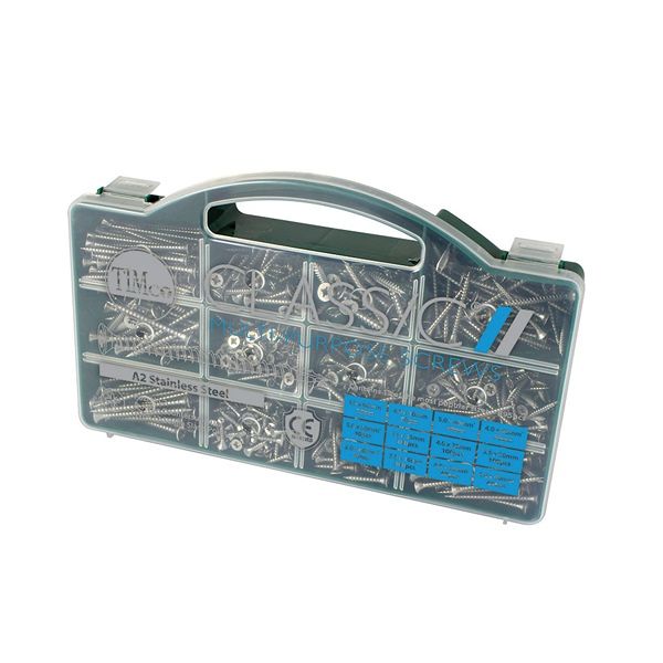 TIMco Classic Assorted Stainless Steel Wood Screw Tray 895pc STSTTRAY