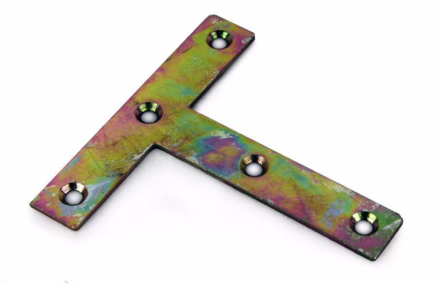 100mm No.318 Flat 'T' Mending Plates BZP/EB