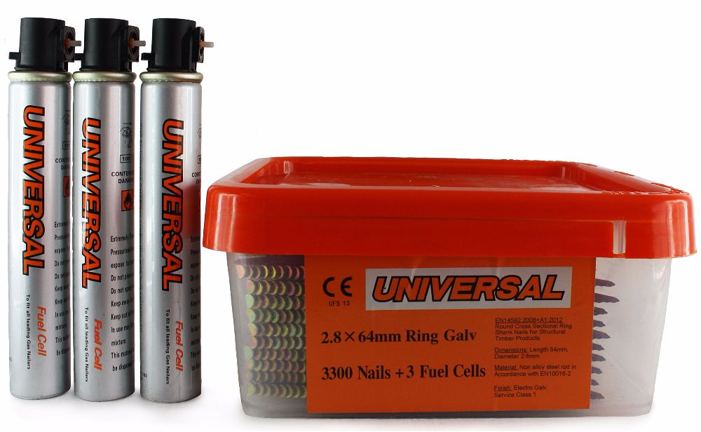 2.8x64mm Ring Shank Galv. Gun Nails