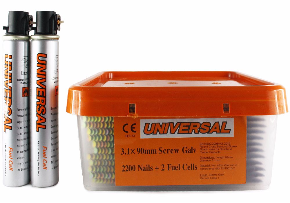 3.1x90mm Screw Shank Galv. Gun Nails